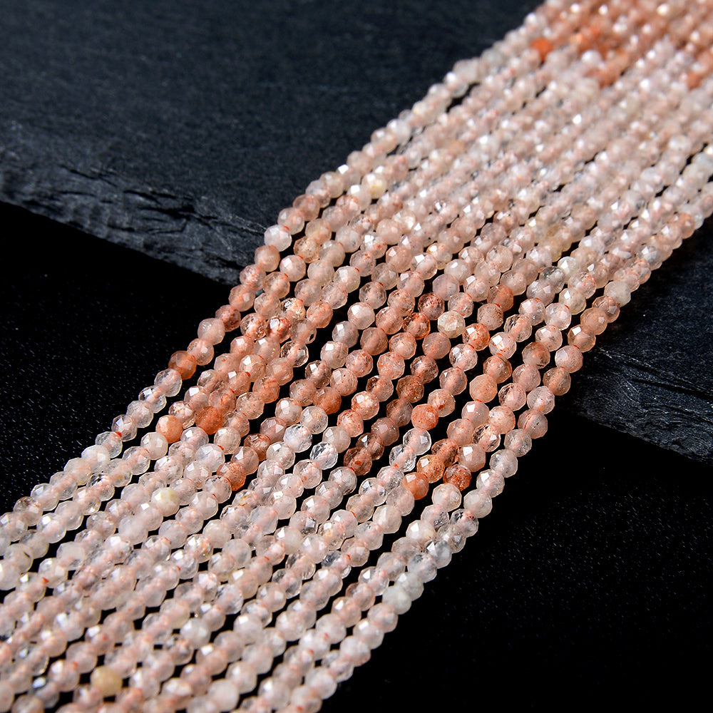 2MM Natural Arusha Sunstone Gemstone Grade AAA Micro Faceted Round Loo ...