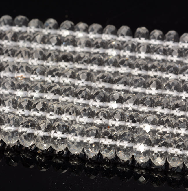 10X5mm White Rock Crystal Quartz Gemstone Grade AAA Faceted Rondelle L ...