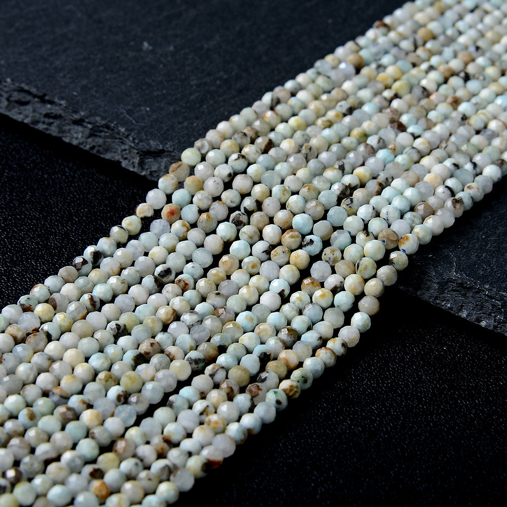 3MM Natural Hemimorphite Gemstone Micro Faceted Round Loose Beads 15 i ...